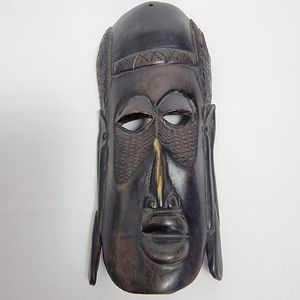 n/a | Art | Carved Dark Distressed Handcrafted Wooden Wood Face Mask ...